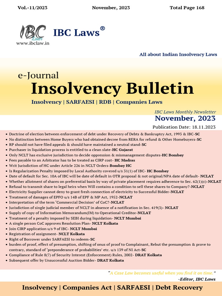 Insolvency Bulletin: IBC Laws | PDF | Bankruptcy | Liquidation