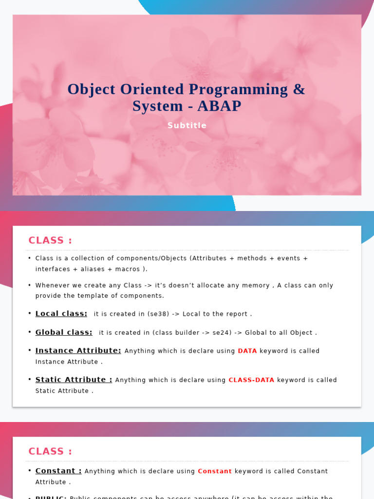 Object Oriented Programming And System Abap Pdf Class Computer Programming Object