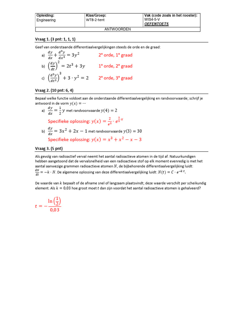 WTB-2-tent - WIS4-5-V - OEFENTOETS ANTWOORDEN | PDF