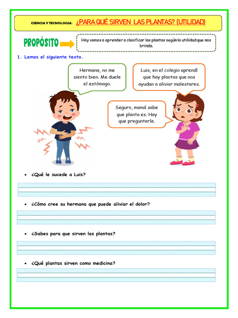 Ficha para Que Sirven Las Plantas Utilidad | PDF