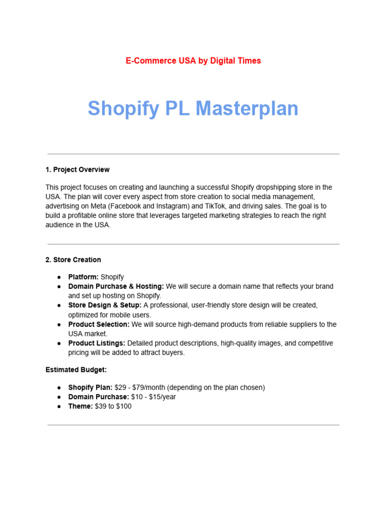 Shopify PL Masterplan | PDF | Advertising | Brand