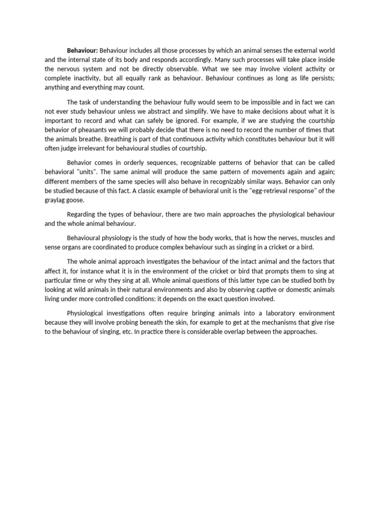 Behaviour General Intoduction | PDF | Behavior | Singing