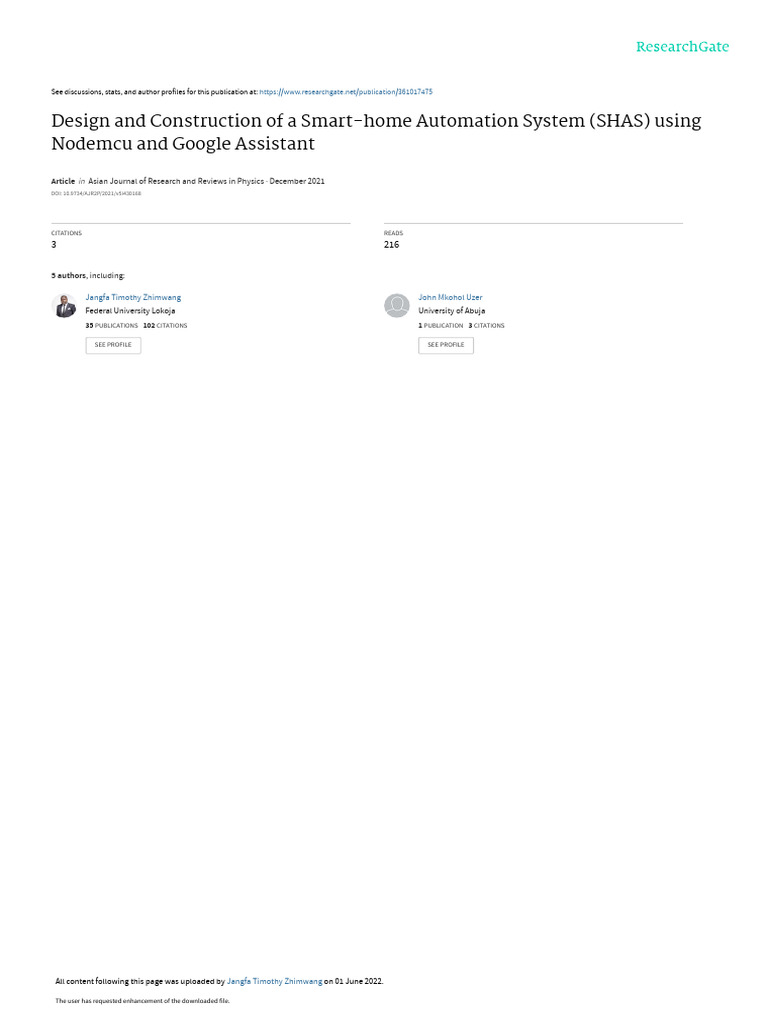 Design and Construction of A Smart-Home Automation System (SHAS) Using ...