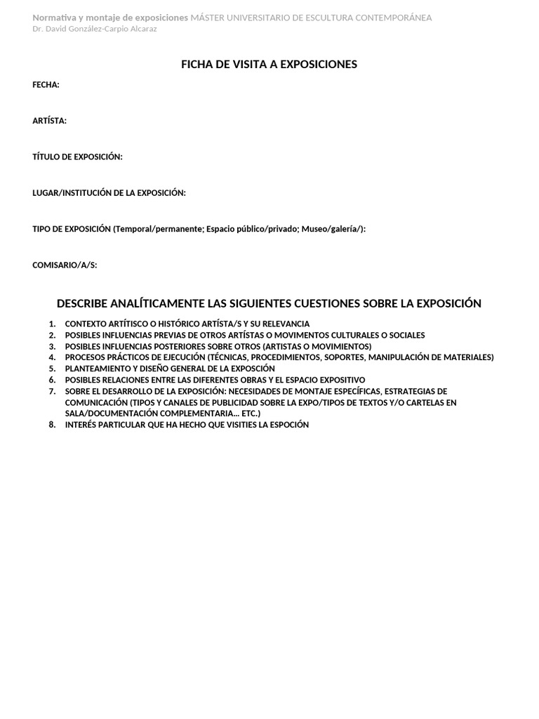 Ficha de Visita A Exposiciones | PDF | Ciencias sociales
