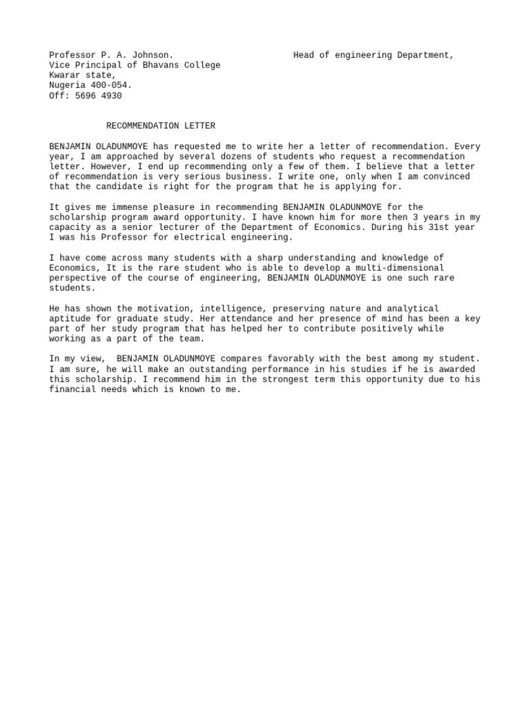 Recommendation Letter 2 | PDF