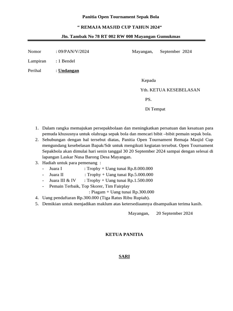 Undangan Dan Proposal Tim | PDF