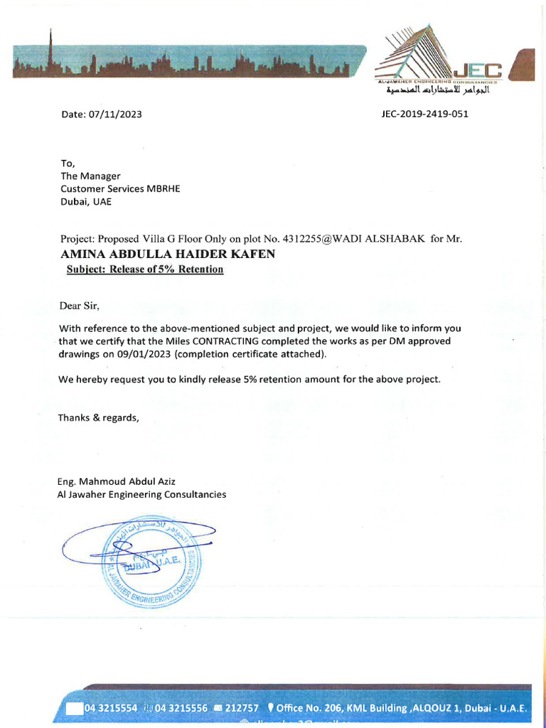 Consultant Letter Amina | PDF