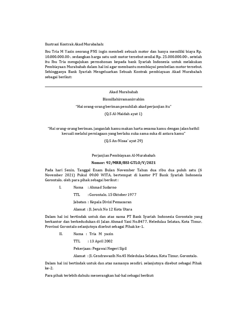 Desain Kontrak Murabahah | PDF