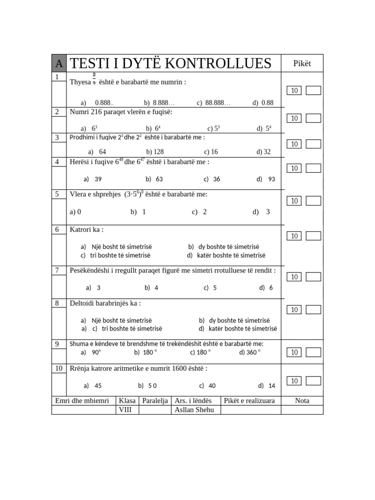 Testi i Dyte | PDF