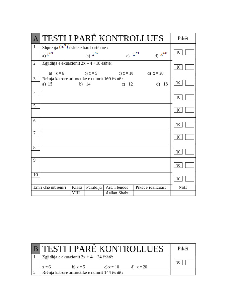 Testi I Pare | PDF