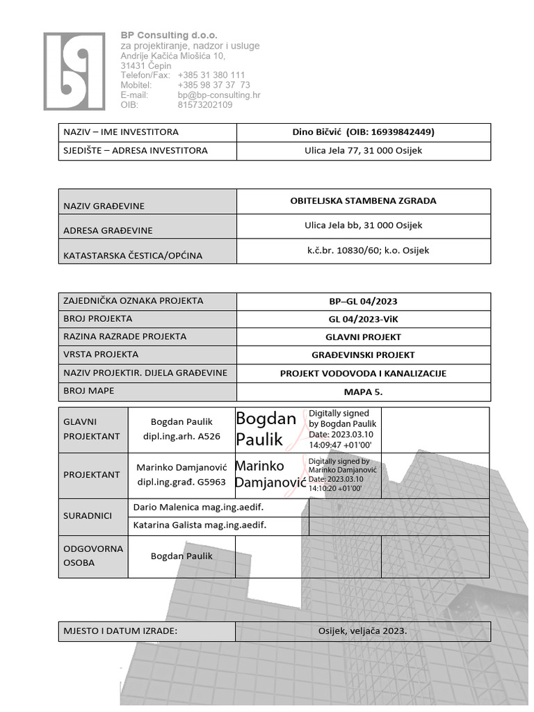 MAPA 5 - Građevinski Projekt Vodovoda I Kanalizacije - Potp | PDF
