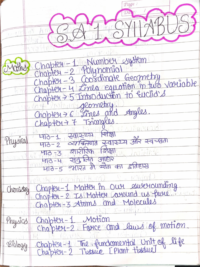 Class 9th S.A Syllabus | PDF