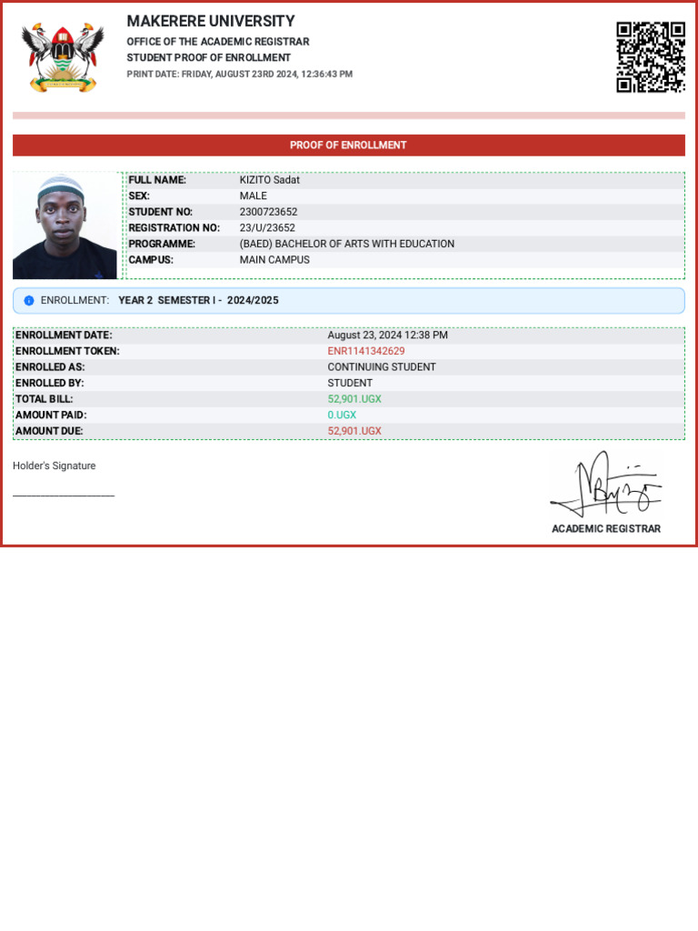 Proof of Enrollment | PDF