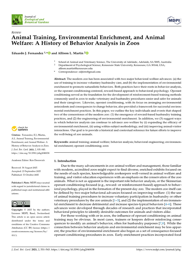Animal Training Environmental Enrichment | PDF | Behaviorism ...