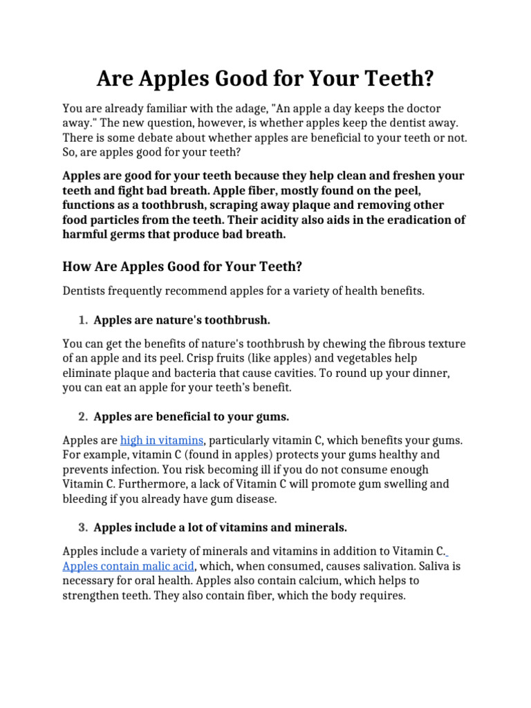 Are Apples Good For Your Teeth | PDF | Human Tooth | Mouth