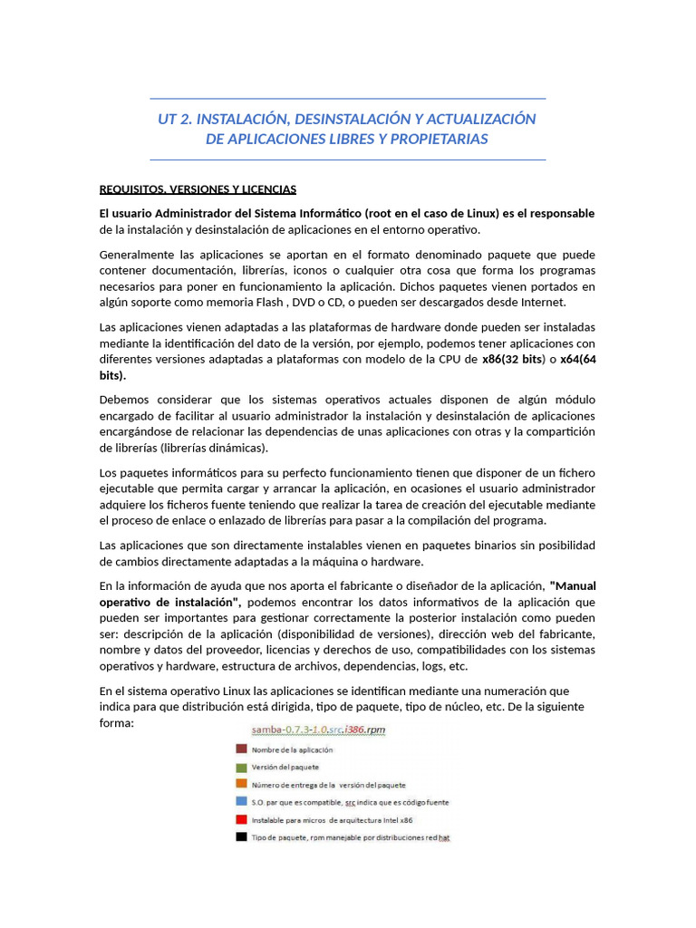 UT 2. Instalación, Desinstalación y Actualización de Aplicaciones Libres y Propietarias | PDF ...