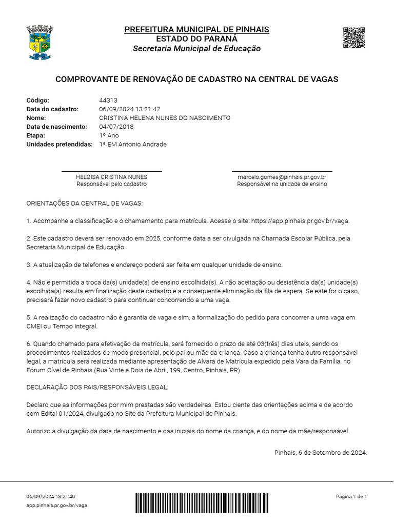 Comprovante De Cadastro 44313 PDF