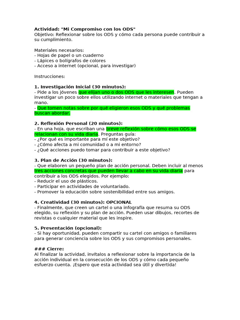 Actividad Ods | PDF