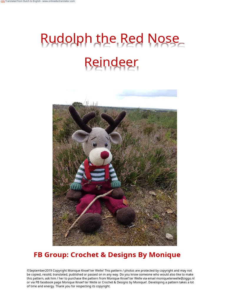 Rudolf The Red Nose Reindeer | PDF | Crochet | Textiles