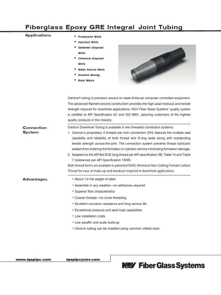Fiberglass Epoxy GRE Integral Joint Tubing: Applications | PDF | Pascal ...