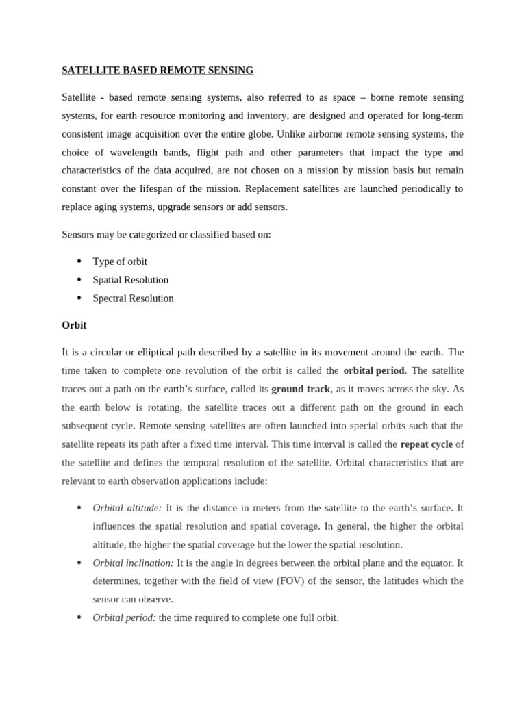 Lesson 4 - Satellite Based Remote Sensing | PDF | Remote Sensing ...