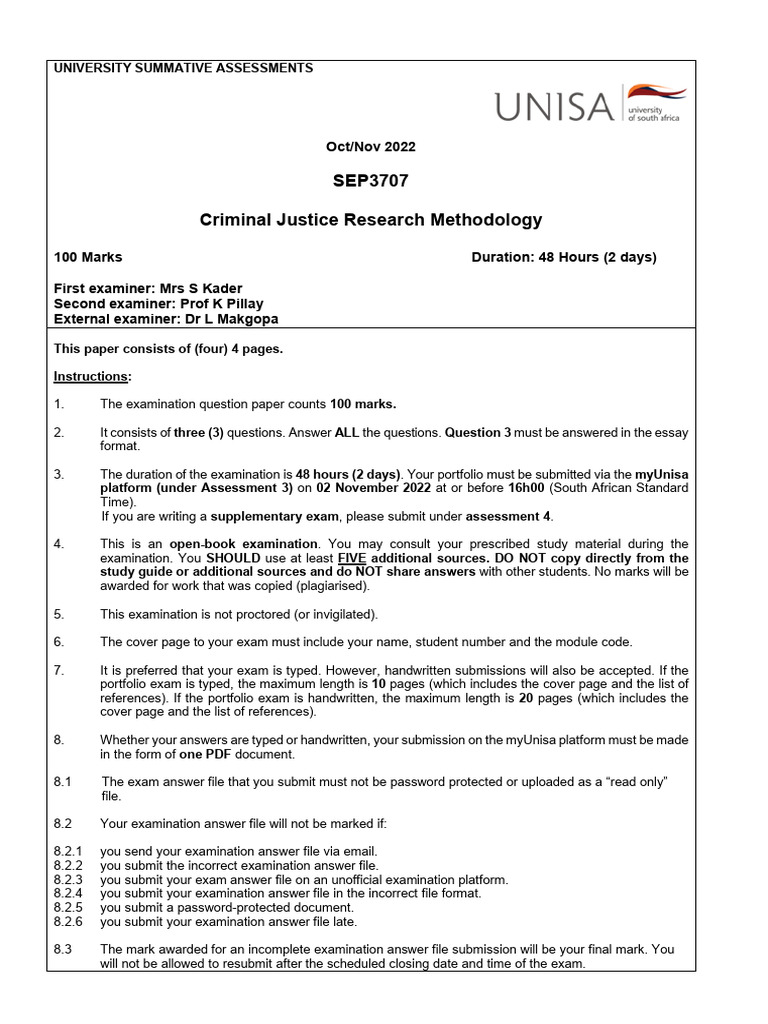 SEP3707 Oct-Nov 2022 EQP | PDF | Sampling (Statistics) | Quotation Mark