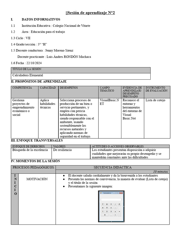 Sesion de Aprendizaje 3 | PDF | Maestros | Aprendizaje