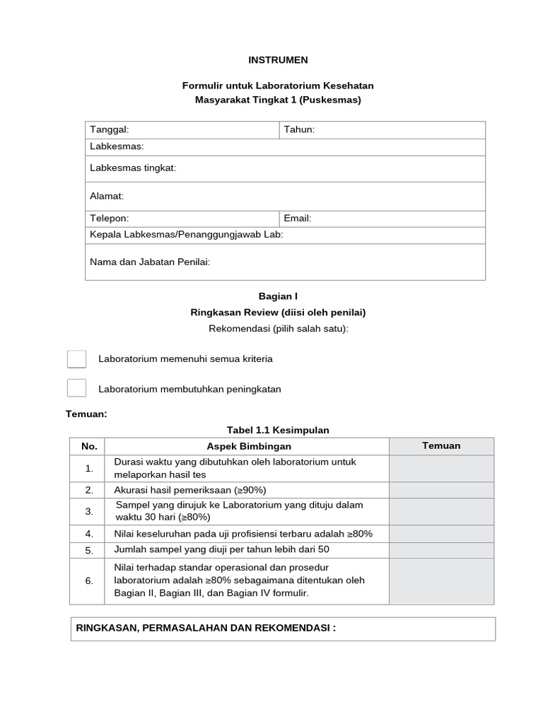 Instrumen Pengampuan Puskesmas | PDF