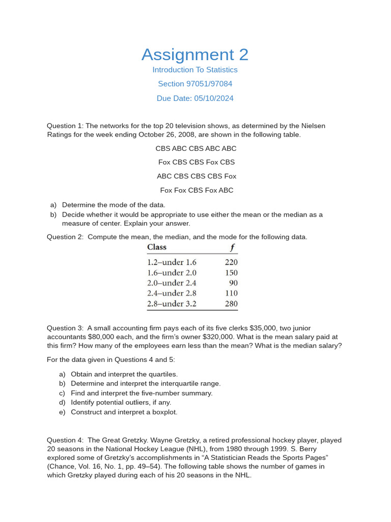 ITS Assignment 2 | PDF | Standard Deviation | Statistical Theory