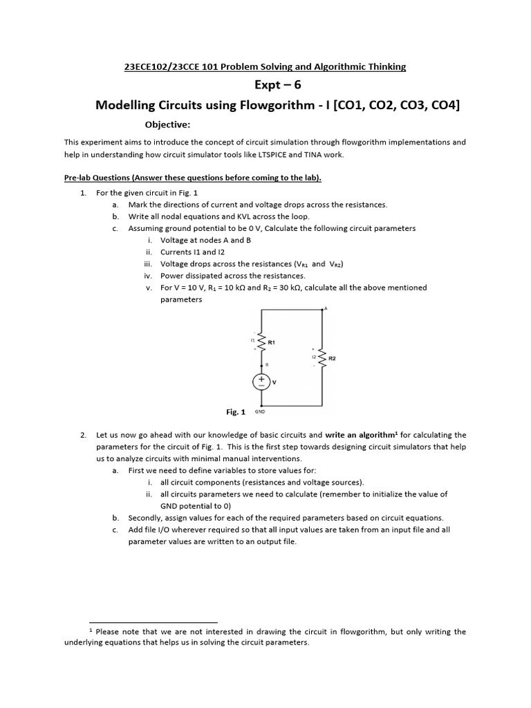 Labsheet6 CircuitModelling-I | PDF | Electrical Network | Parameter (Computer Programming)