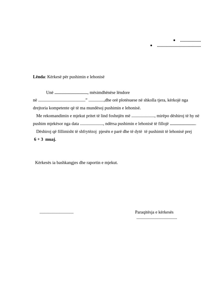 Kerkes Per Pushim Te Lehonis | PDF