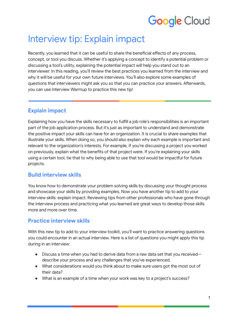 Interview Tip-Explain Impact | PDF | Tools | Behavior Modification