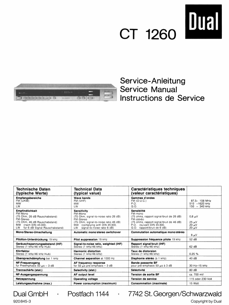Dual CT 1260 SM | PDF