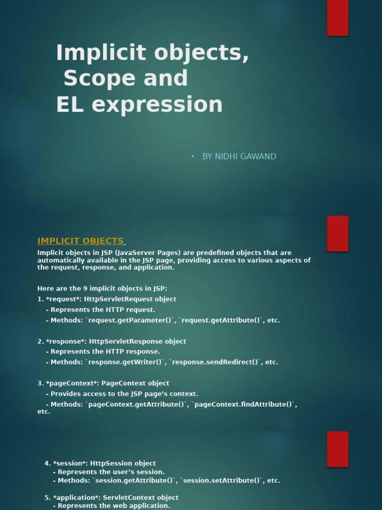 Implicit Objects, Scope and EL Expression | PDF | Scope (Computer Science) | Computer Programming