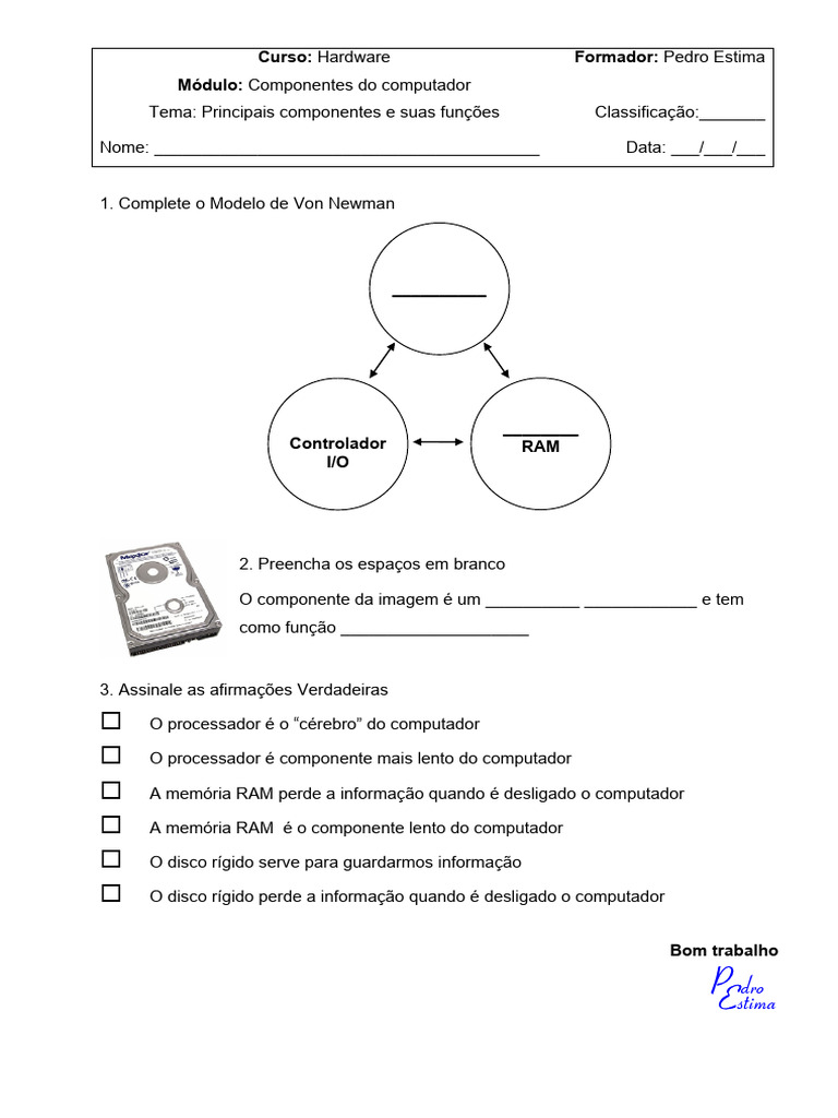Ficha HW | PDF | Computadores