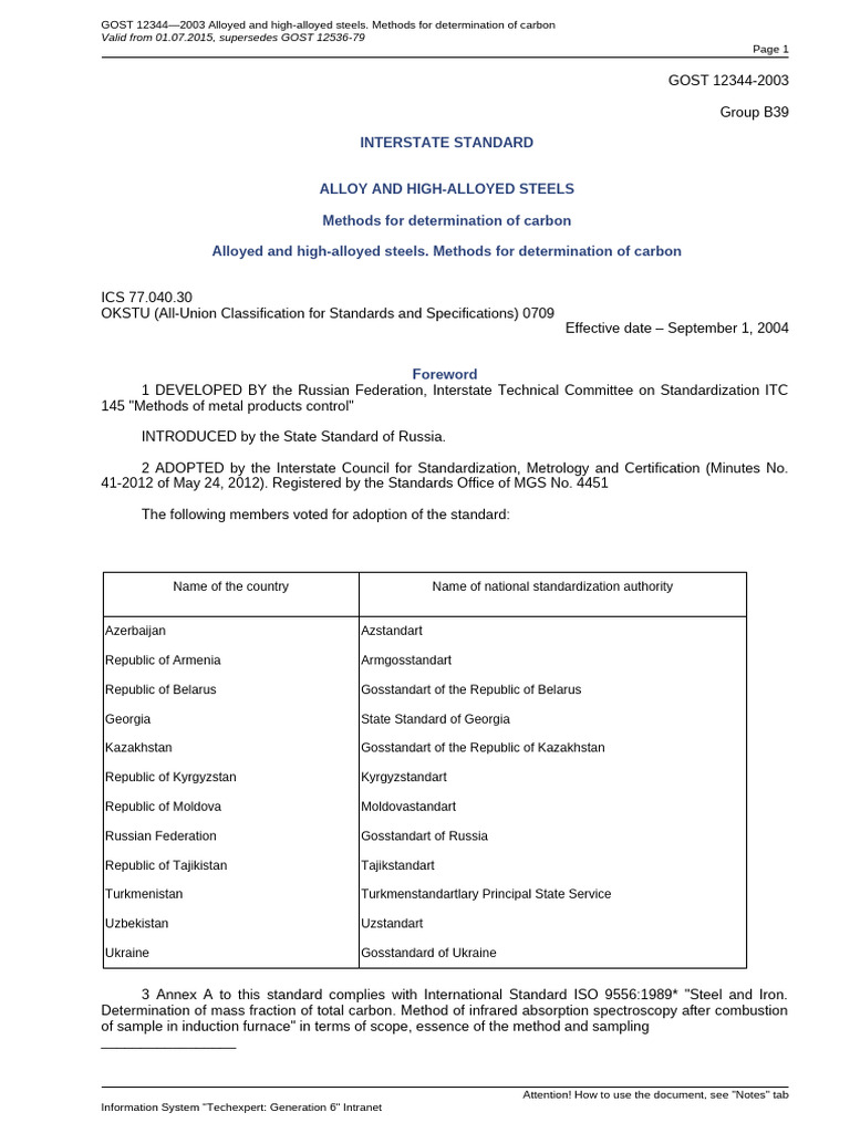 GOST 12344-2003 Methods For Determination of Carbon Alloyed and High ...