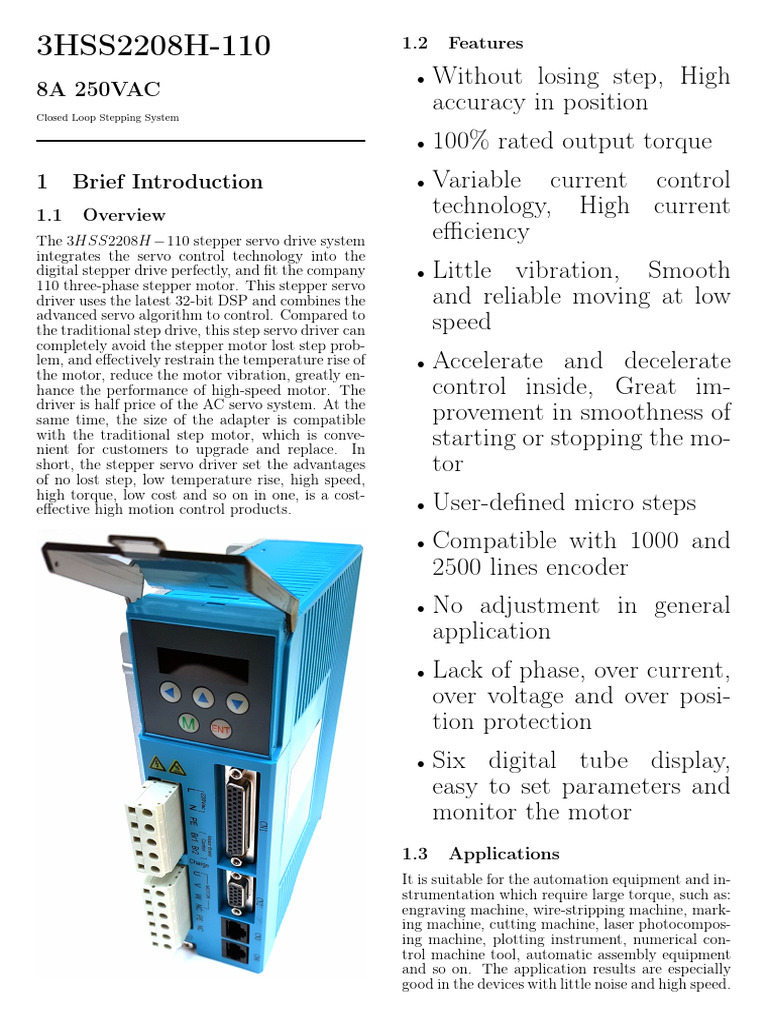 3HSS2208H 110 02 | PDF | Servomechanism | Engines
