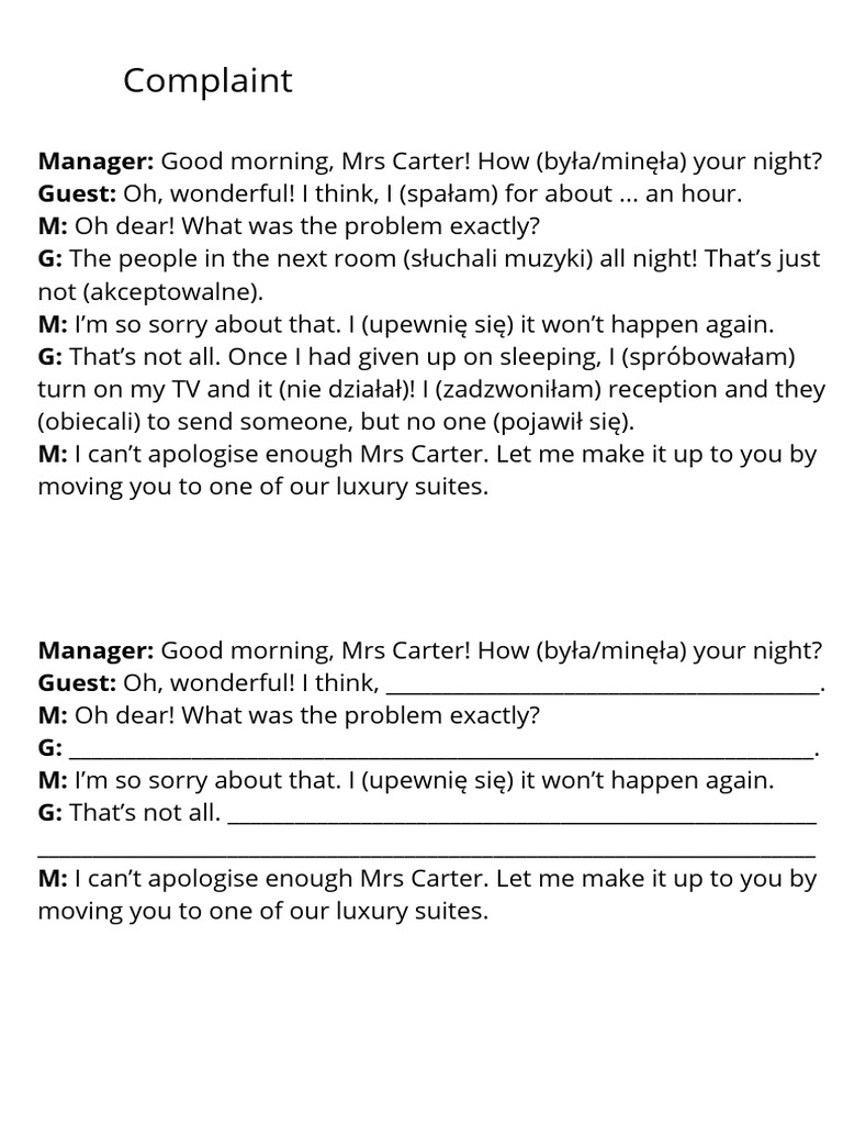 Hotel Guest Complaint Handling | PDF