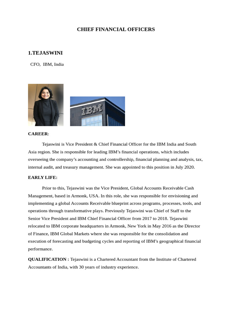 Profiles of Leading CFOs in India | PDF | Chief Financial Officer ...