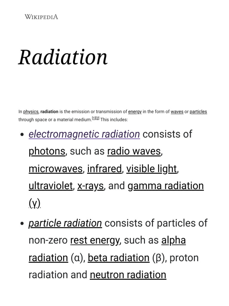 Radiation - Wikipedia | PDF | Radiation | Neutron