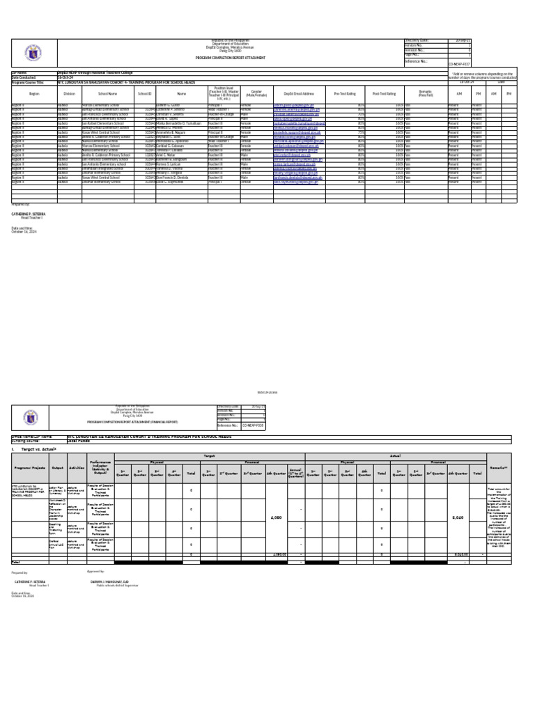 Program Completion Report Attachment | PDF