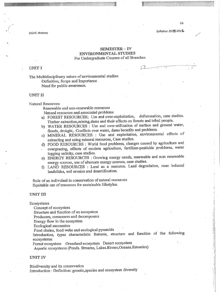 Evs Syllabus | PDF Evs Syllabus | PDF