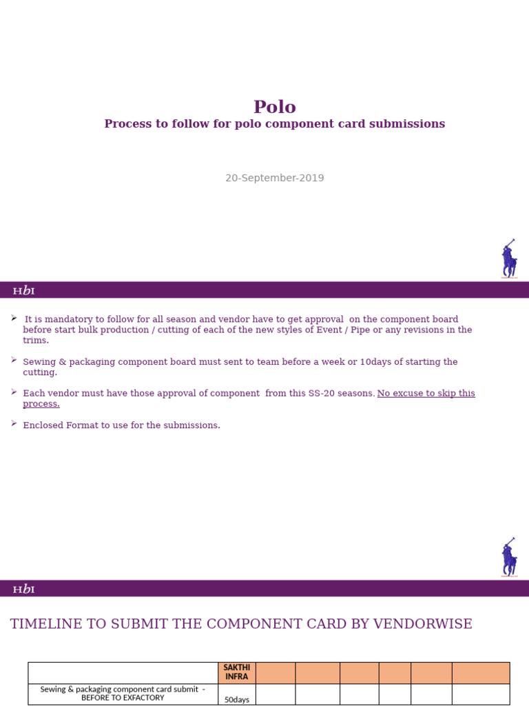 Polo Component Card Process - Vendors | PDF | Clothing | Crafts