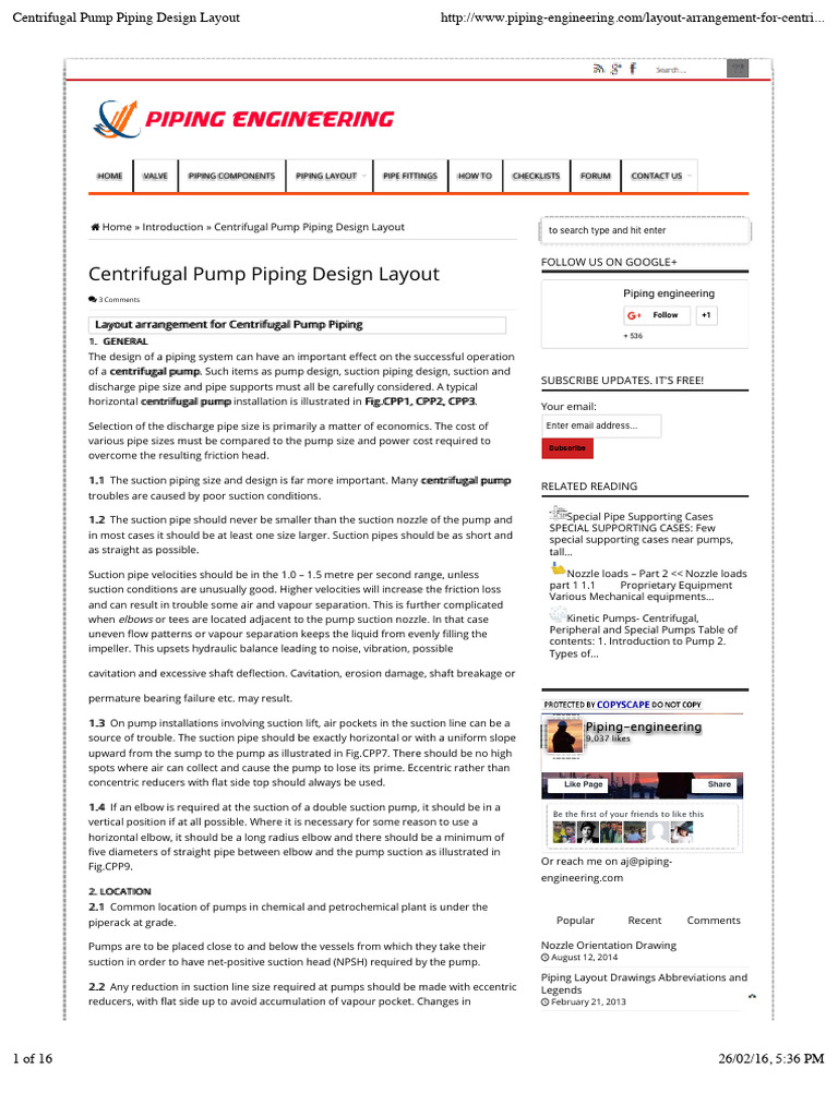 Centrifugal Pump Piping Design Layout | PDF | Pump | Gases