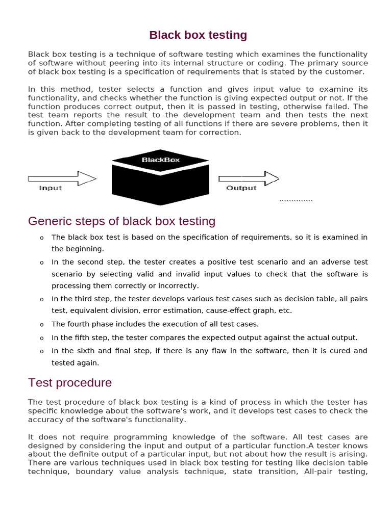 Black Box Testing | PDF | Software Testing | Software Engineering