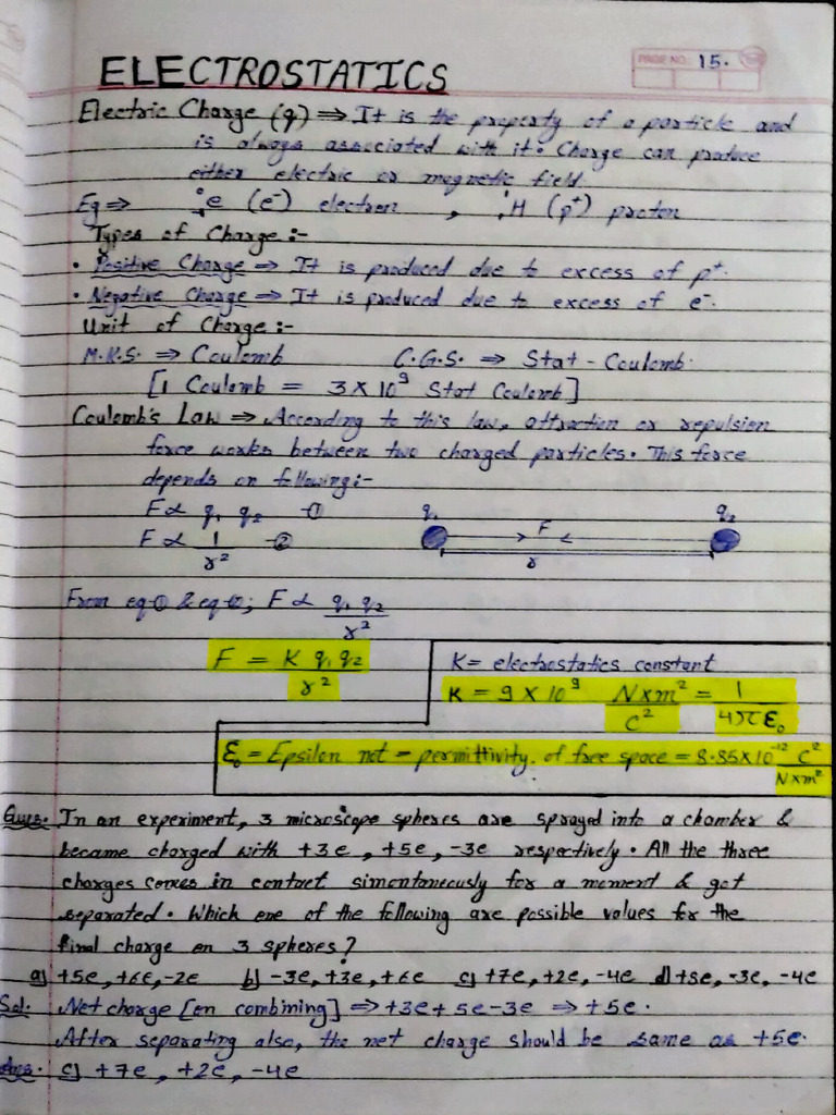 Class 12 Physics Chapter 1 Notes | PDF