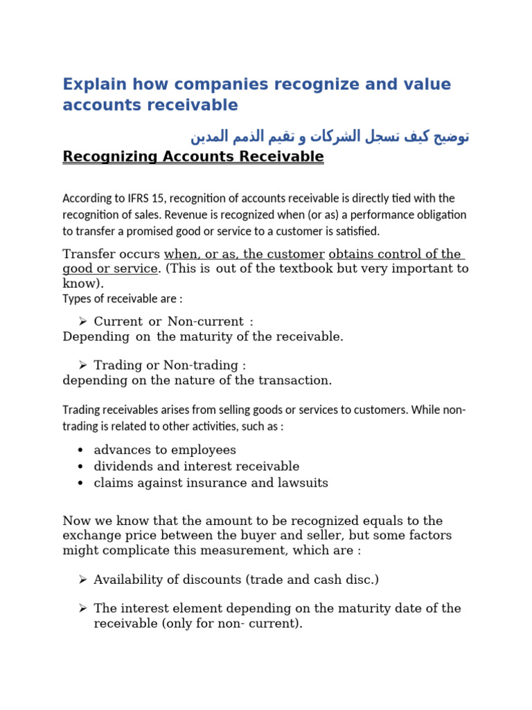 Recognizing and Valuing Accounts Receivable | PDF | Debits And Credits ...