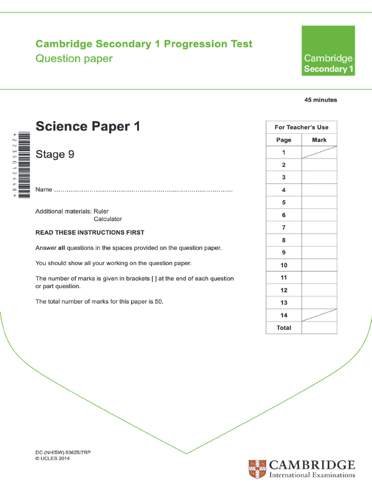 Test Paper For Paper 1 STAGE 9 | PDF