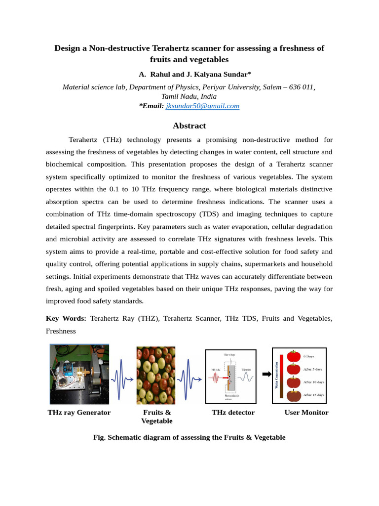 Terahertz Scanner for Fresh Produce | PDF