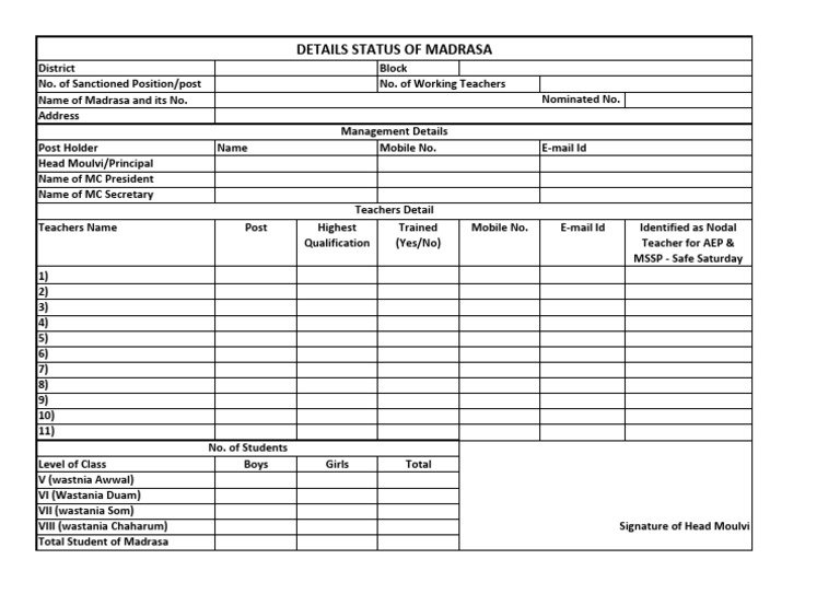 Madrasa Form Rx0o0e | PDF